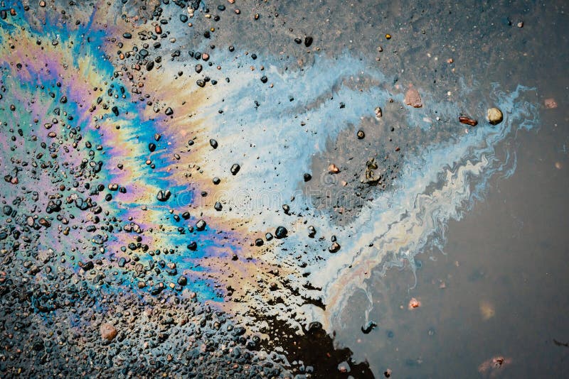 Dirty Multi-colored Stain from Engine Oil on Asphalt Stock Photo ...