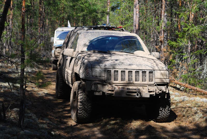 Off-road car stock photo. Image of wood, race, jeep, adventure - 10242522