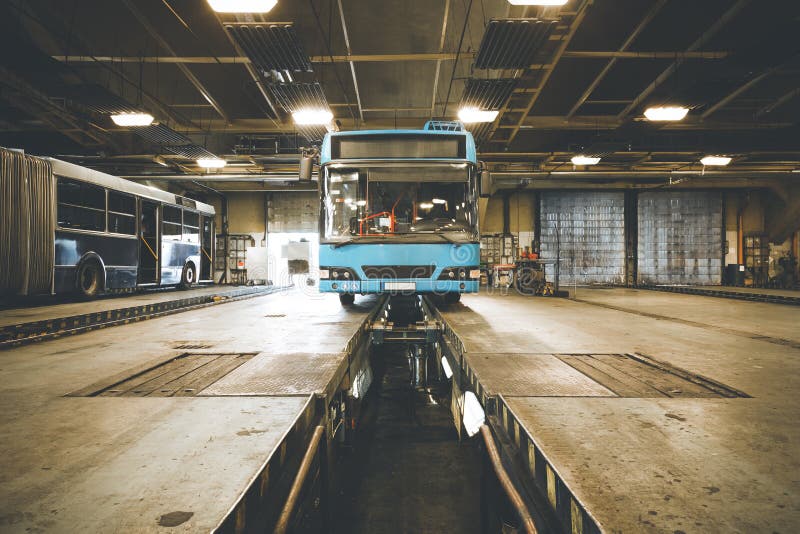 Dirty, Oily Bus Garage Inspection Pit Stock Image - Image of lift ...