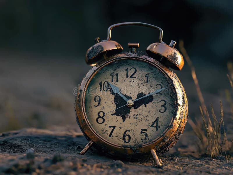 Dirty Old Analog Clock with the Hands at the Numbers 3 and 9 Stock ...