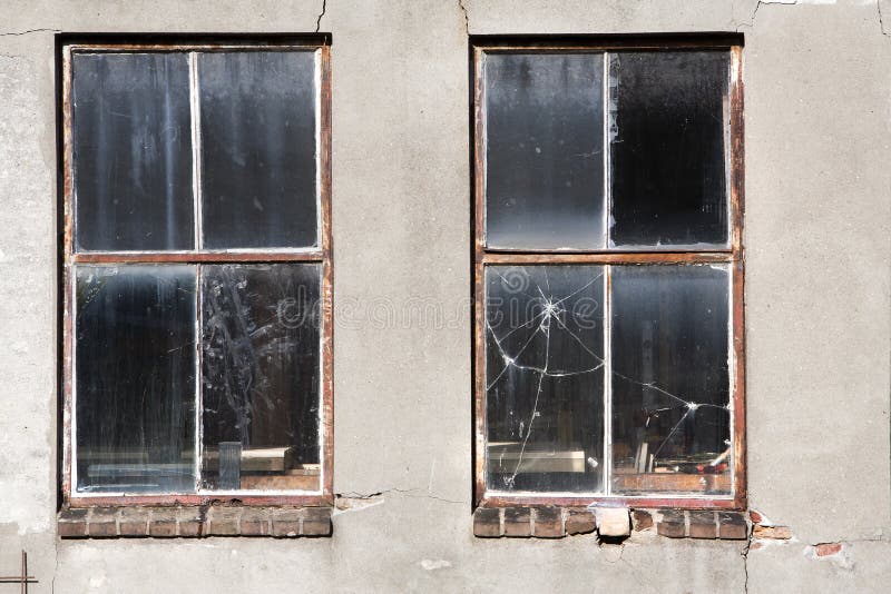 Dirty old broken windows stock image. Image of people - 46998347