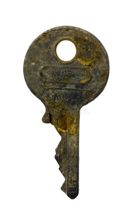Dirty Old Key Isolated on a White Background Stock Image - Image of ...
