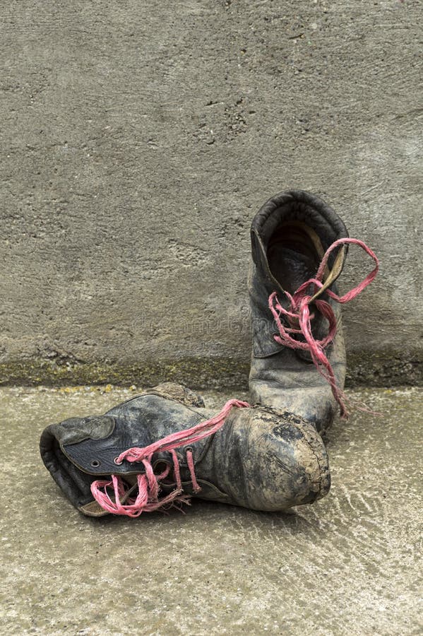 Dirty old leather shoes. stock photo. Image of dust, muddy - 39159662