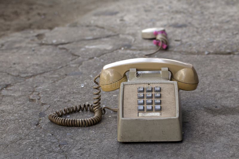 Old Phone On The Destroyed Wall Stock Photo - Image of deserted ...