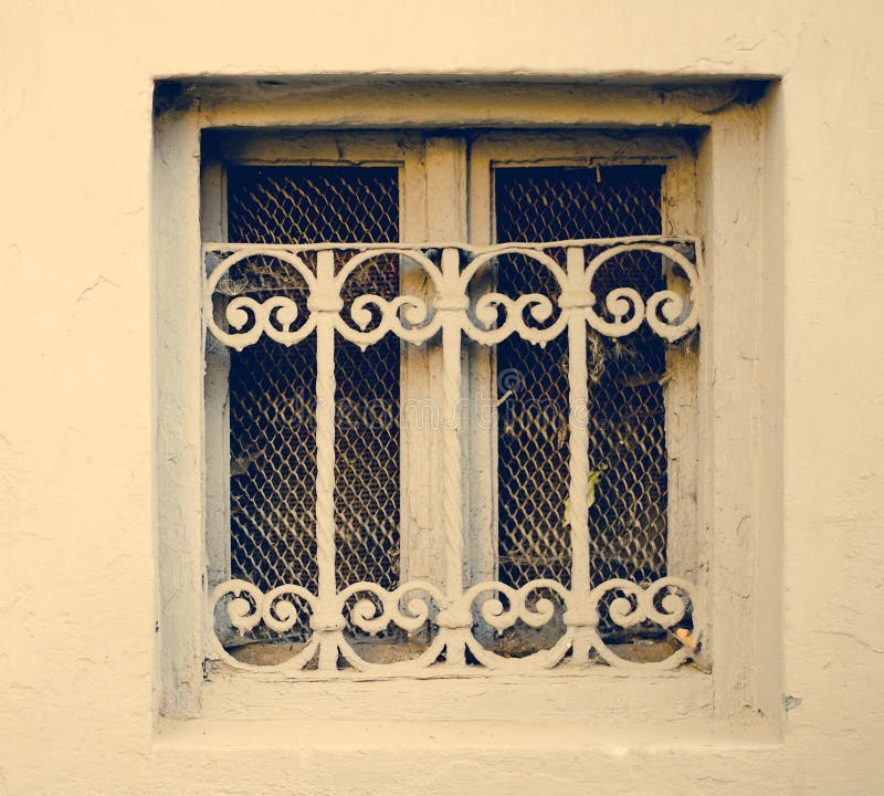 Dirty Old Window with Bars on a Grungy Building Stock Image - Image of ...