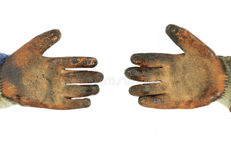 Dirty Orange Work Gloves on White Background,Hand Dirty Stock Photo ...