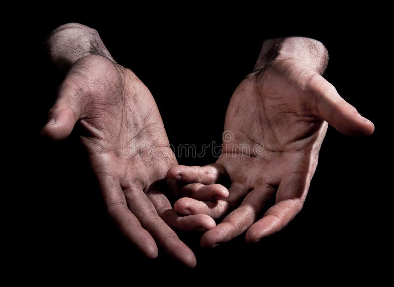 Dirty Outstretched Hands stock photo. Image of receive - 17687988