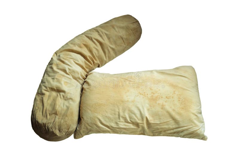 Dirty Pillow Isolated on White Background, are a Source of Germs Stock ... Dirty Pillow Isolated on White Background, are a Source of Germs Stock ...