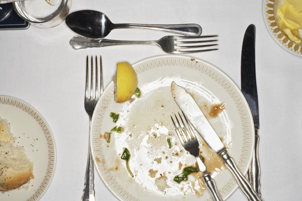 Dirty Plate and Silverware stock image. Image of plate - 30848703