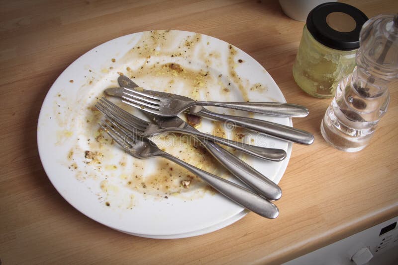 Dirty plates and cutlery stock photo. Image of plate - 33374622