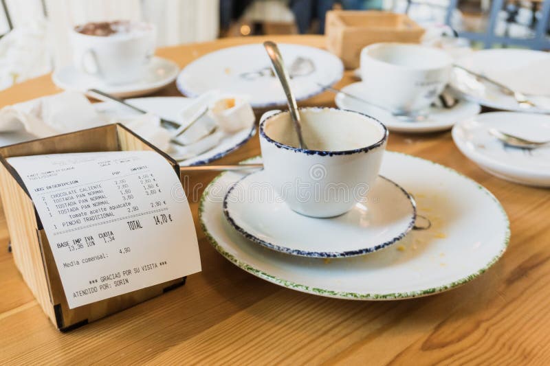 Dirty Plates Left after Breakfast in a Restaurant Editorial Stock Photo ...