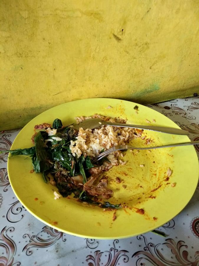 Dirty Plates and Leftover Rice after Eating Stock Image - Image of rice ...