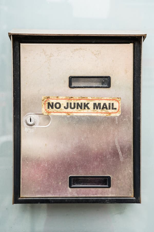 Dirty Postbox with the Words NO JUNK MAIL Stock Image - Image of dirty ...