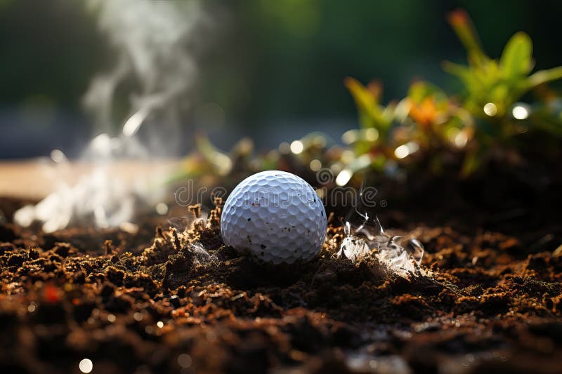 Dirty Puddle on the Golf Course, Golf Ball Slightly in the Puddle ...