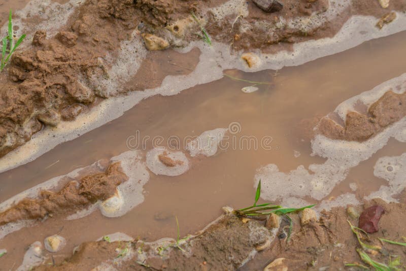 Dirty Puddle on the Off Road, Top View Stock Image - Image of ground ...