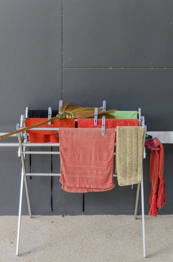 Dirty Rags Hang on Clothes Line Stock Image - Image of broom, cleaning ...