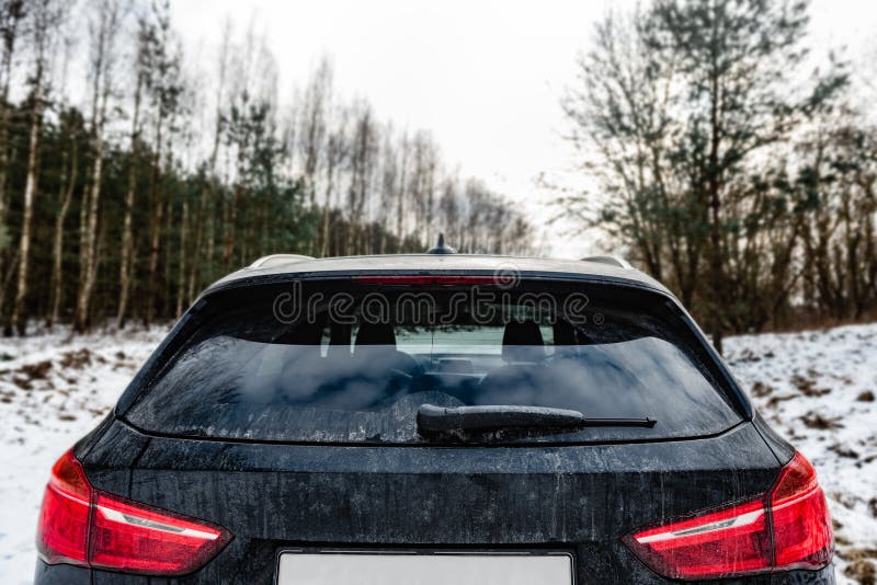 Dirty Rear Car Window in Winter. Stock Image - Image of dirty, nature ...