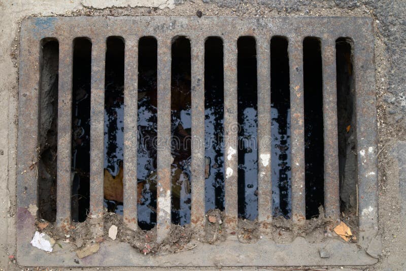 Dirty Rectangular Sewer or Drain that Installed in a Street To Collect ...
