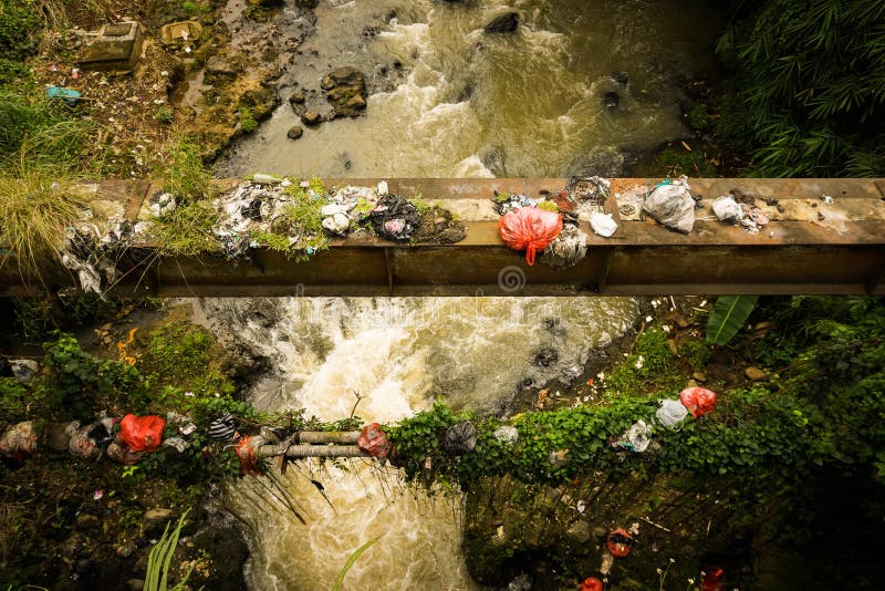 Dirty River Flow with Plastic Waste Photo Taken in Bogor Indonesia ...