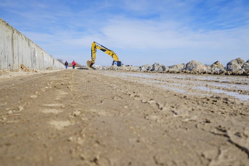 Dirty road construction stock image. Image of road, steel - 90210167