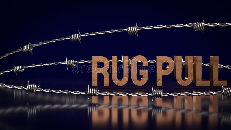 The Dirty Rug Pull and Barbed Wire for Crime Technology Concept 3d ...