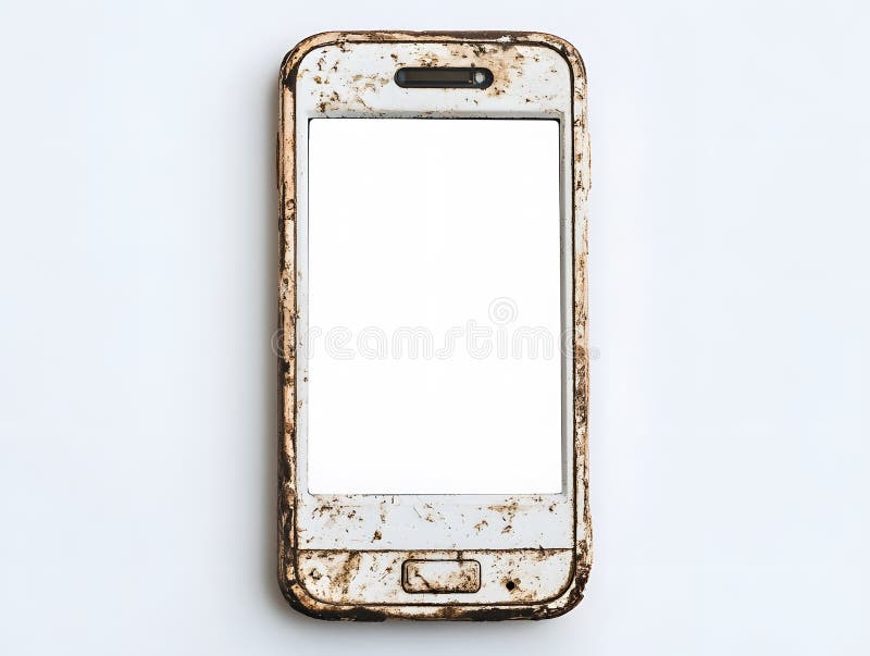 A Dirty and Rusty Old Mobile Phone with Blank Screen Stock Illustration ...