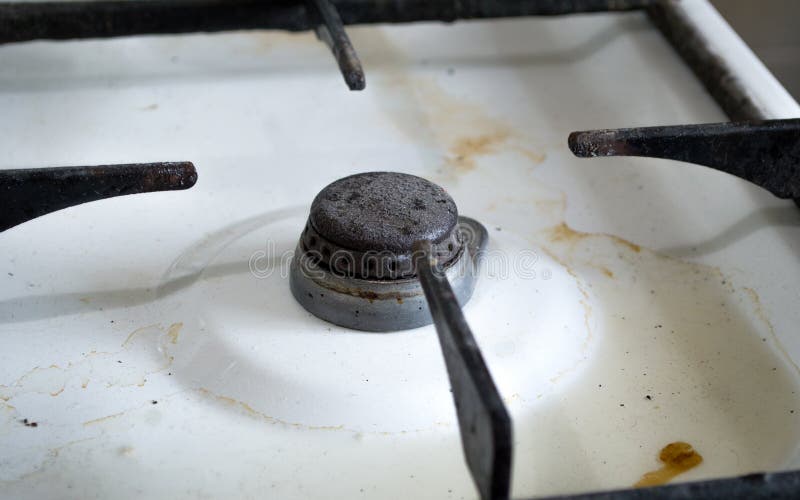 Dirty Rusty Switch Off Gas Stove Burner. Stock Photo - Image of ...