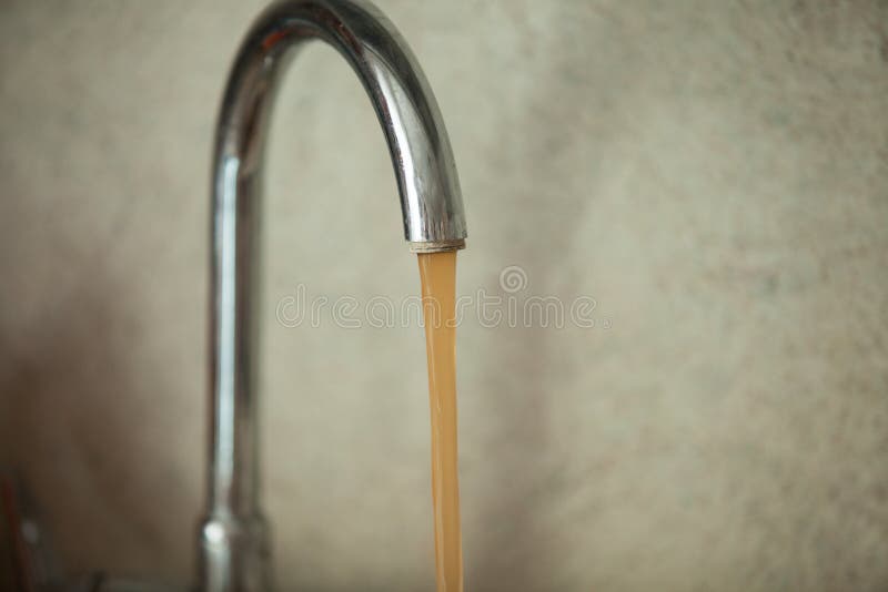 Dirty, Rusty Water Flows from the Tap Stock Photo - Image of dark, cold ...