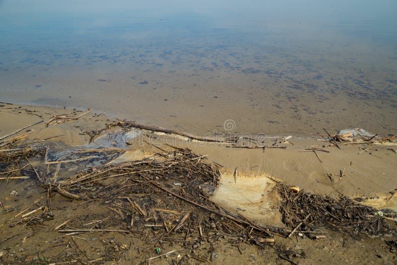 Dirty Sandy Shore of Spring River Stock Photo - Image of lake ...