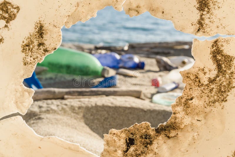 Dirty Sea Sandy Shore.Environmental Pollution. Stock Photo - Image of ...