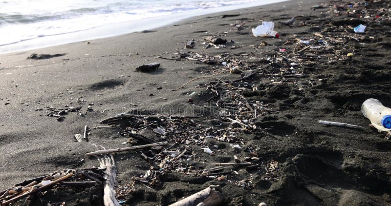 Sea Shore Pollution. Close Up of Microplastic Particles and Debris on ...