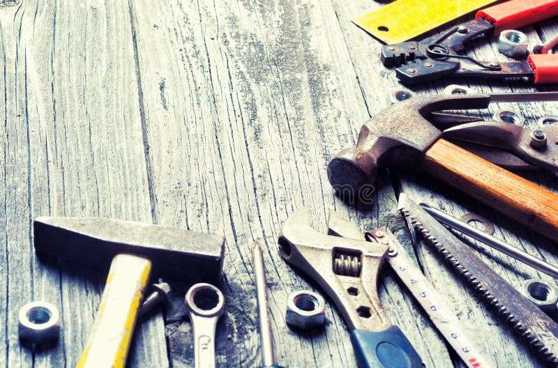 Dirty Set of Hand Old Tools Stock Image - Image of industry, home: 80154317