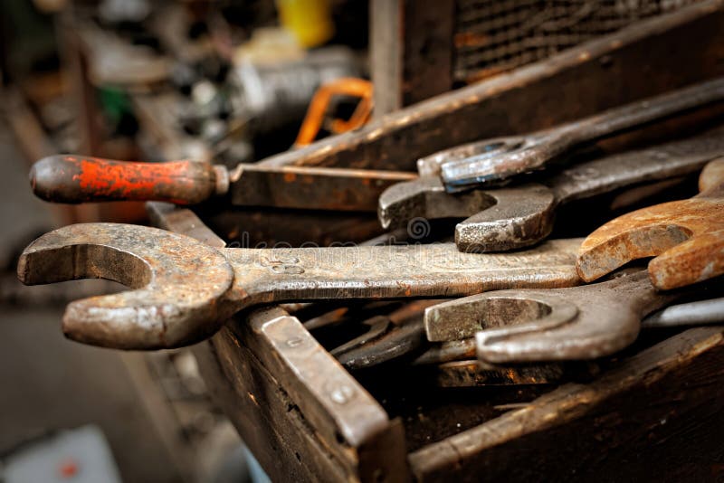 Dirty set of hand tools stock photo. Image of mechanic - 37717052