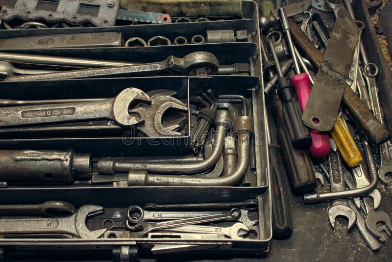 Dirty set of hand tools stock image. Image of dirty, equipment - 66341045