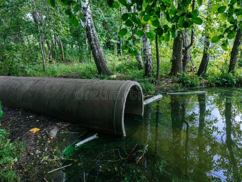 Dirty Sewage Water Flows into the River from Pipe, Environmental ...