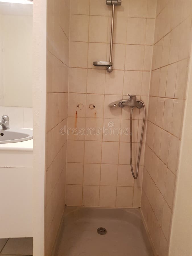 Dirty Shower with Rust and Moisture Stock Photo - Image of apartment ...