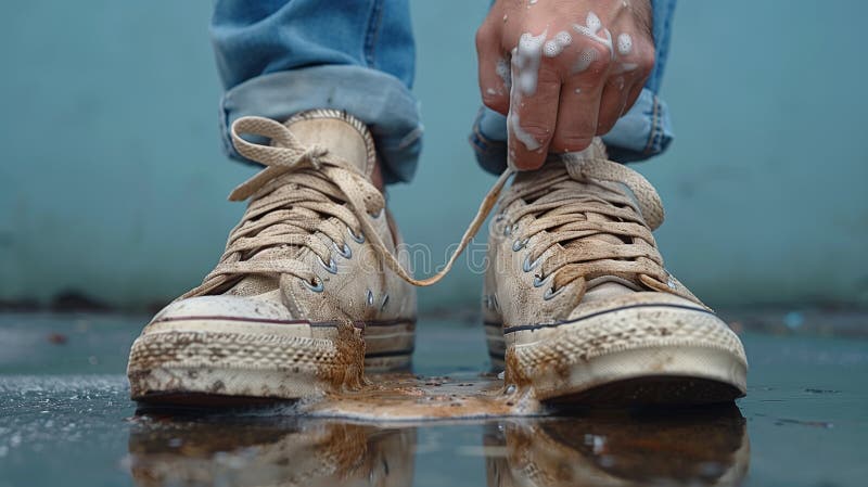 Dirty Sneakers and Canvas Shoes, Banner with Copy Space Stock ...