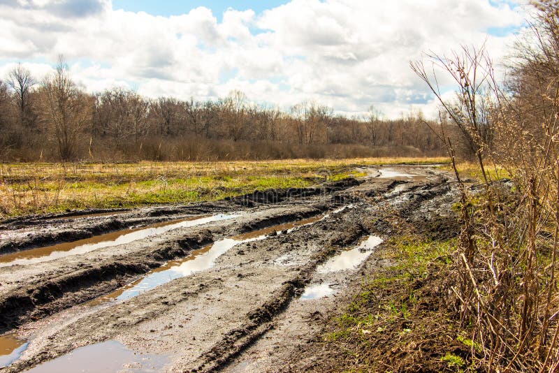 Dirty Spring Road. Impassability and Mudslides Stock Photo - Image of ...