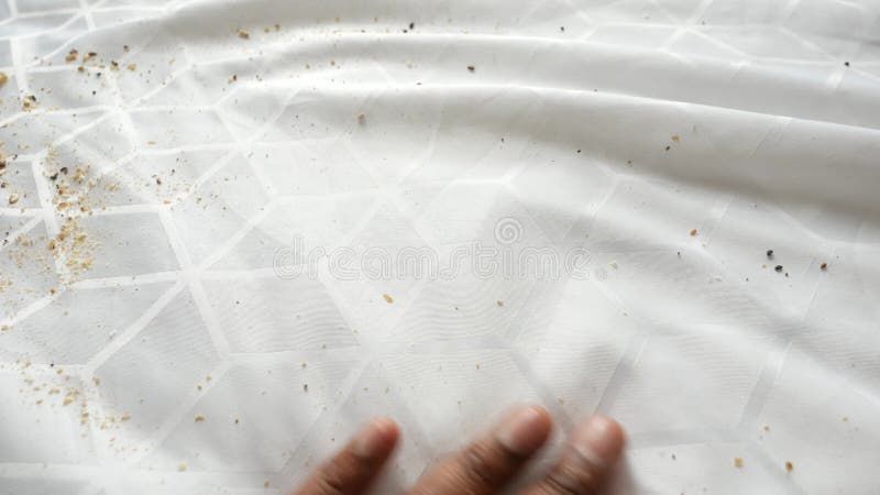 Removing Dirty Stain with Hand on White Bed Stock Footage - Video of ...