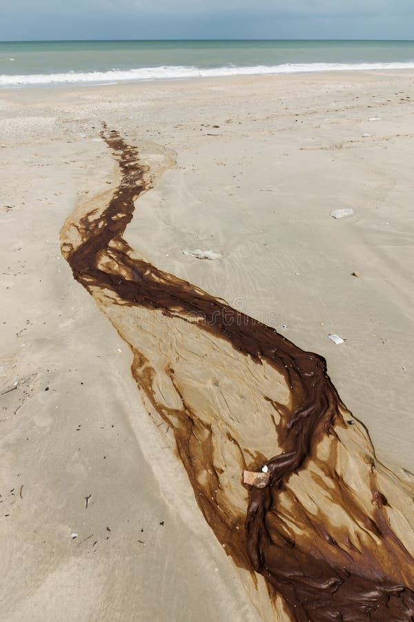 Oil Stains on Beach Sand Environmental Disaster Stock Image - Image of ...
