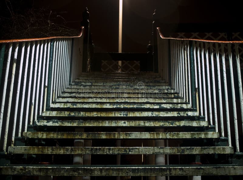 Dirty Stairway Steps at Night Stock Photo - Image of illumination ...
