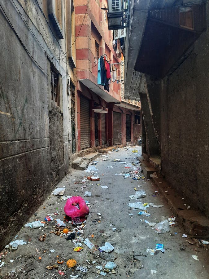 The Dirty Streets Were Littered with Trash Stock Image - Image of trash ...