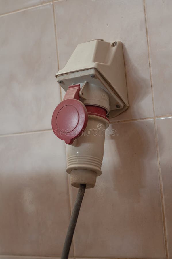 Old three-phase plug. stock photo. Image of electrician - 347231770