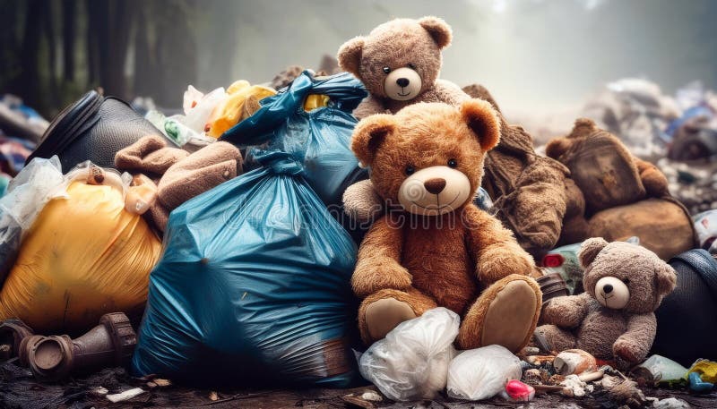 Dirty Toys in the Garbage Pile with Trash Stock Illustration ...