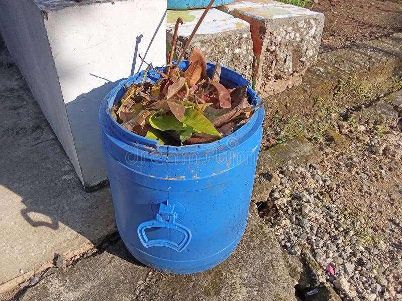 Dirty Trash Can in the Corner Stock Image - Image of backyard, room ...