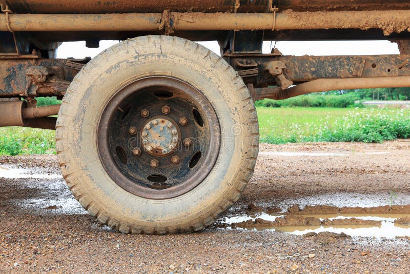 Dirty Truck Wheel on Ground Stock Photo - Image of knot, dust: 94427114
