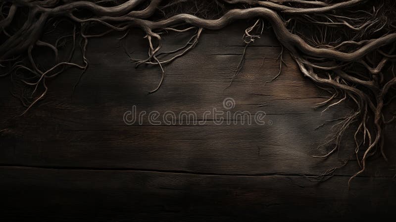 Dirty Twisted Dark Tree Roots in Ground on Vintage Darkened Texture ...