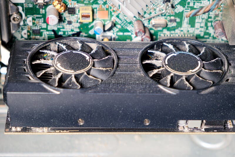 Dirty Video Card, Dust Inside the System Unit of the Computer. Stock ...