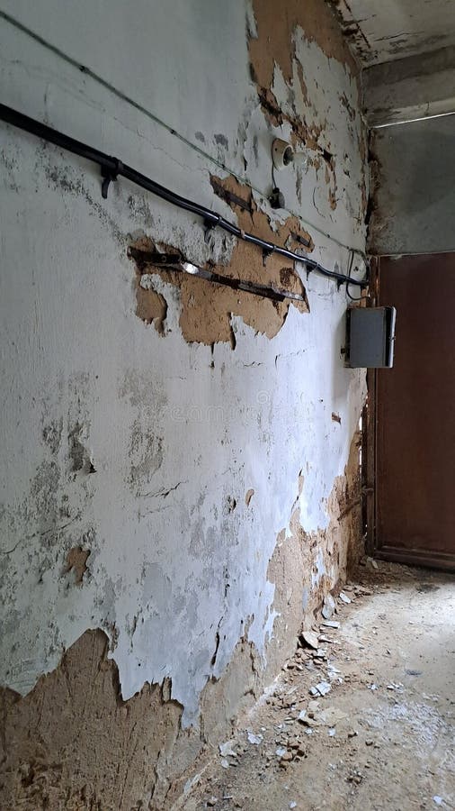 Dirty Wall Inside the Abandoned Building Stock Image - Image of white ...