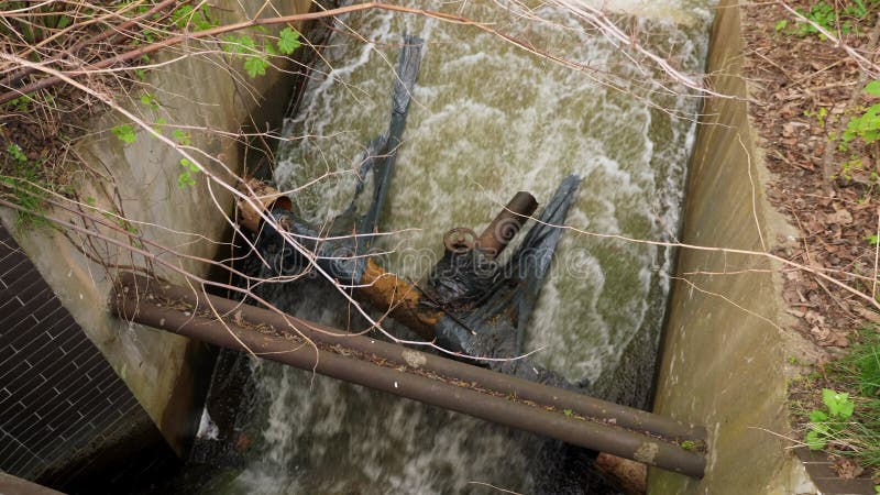 Dirty Water Flow from Pipe. Water Discharge Stock Footage - Video of ...